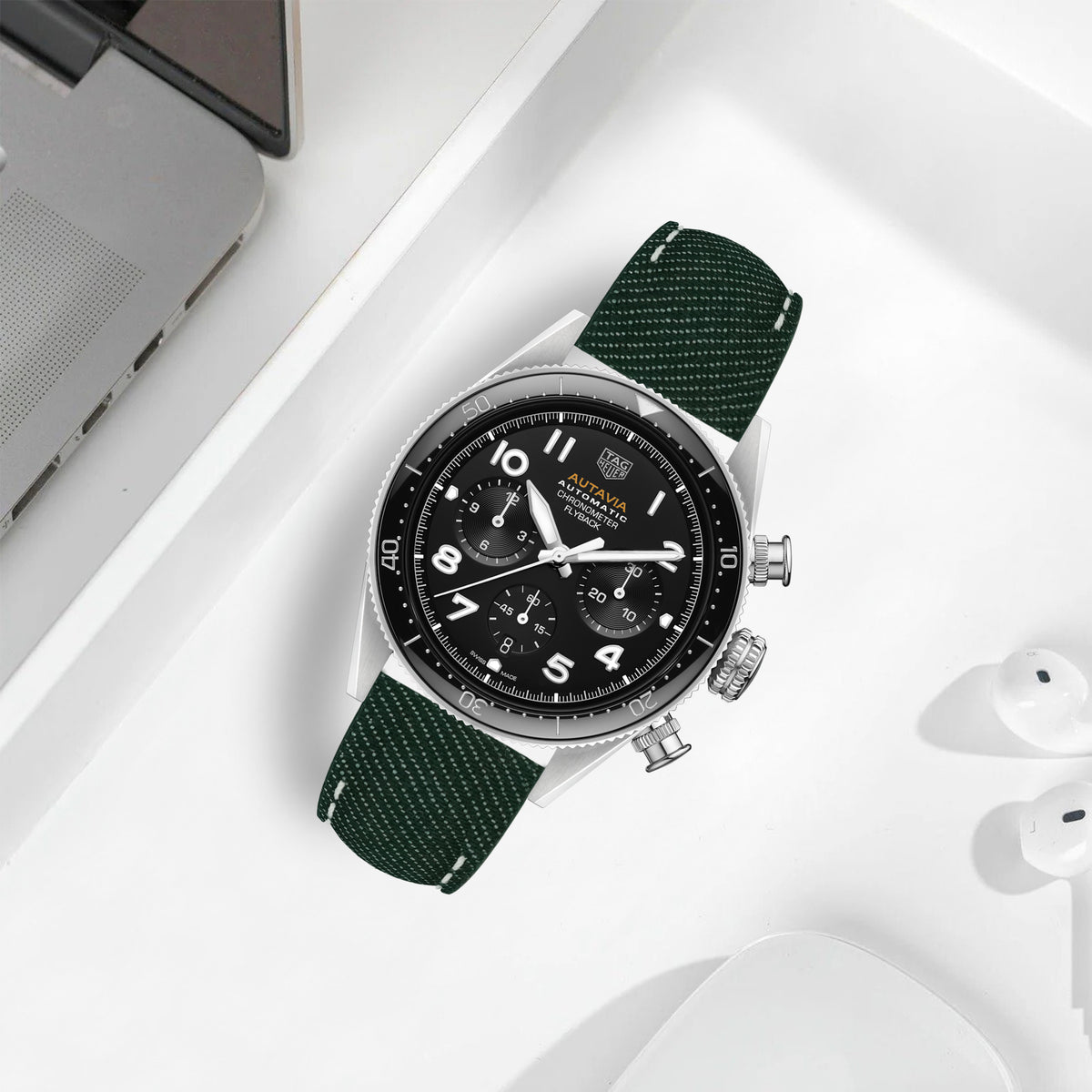 Tag Heuer Autavia Straps - Denim Brewster Green – Liger Straps
