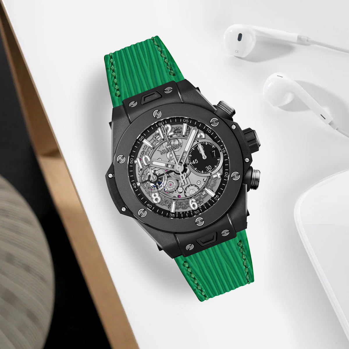 Hublot Unico One Click Straps - Epi Kelly Green – Liger Straps