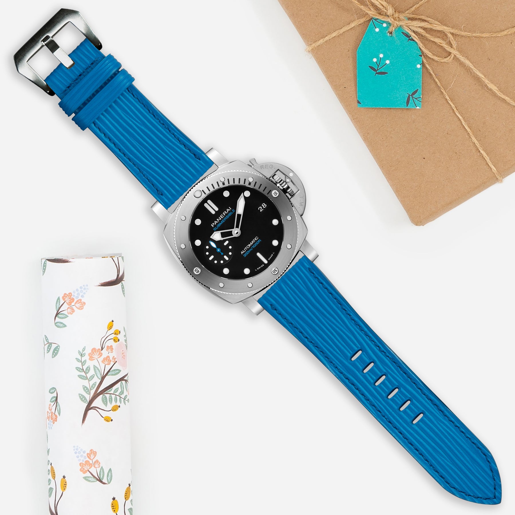Panerai Submersible Straps - Epi Sky Blue – Liger Straps