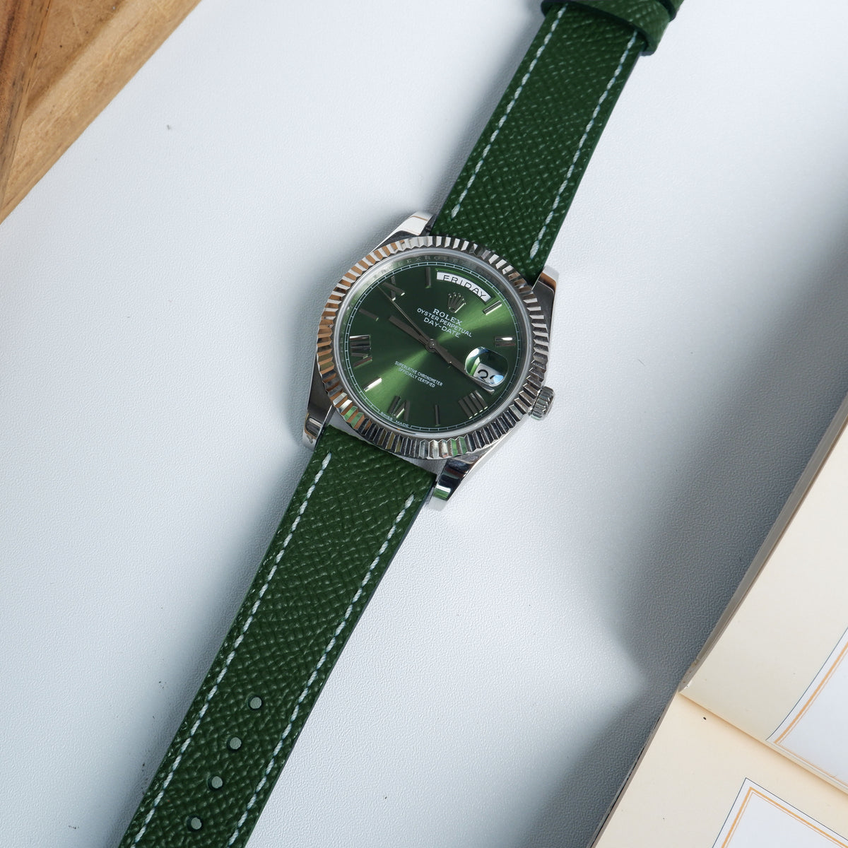 Rolex Daydate Straps - Epsom Forest Green – Liger Straps