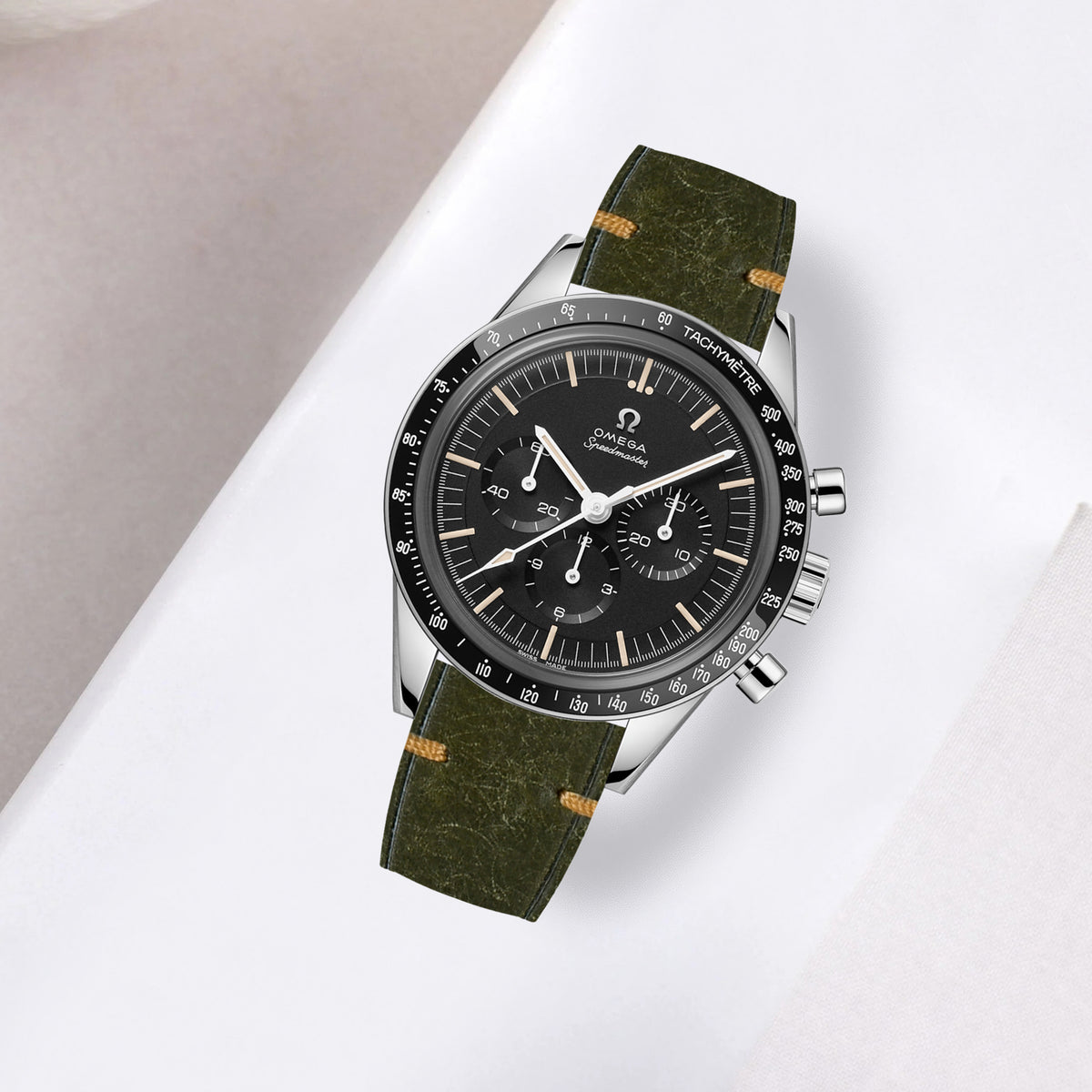 Omega Speedmaster Heritage Straps - Minimalist Diablo Olive – Liger Straps