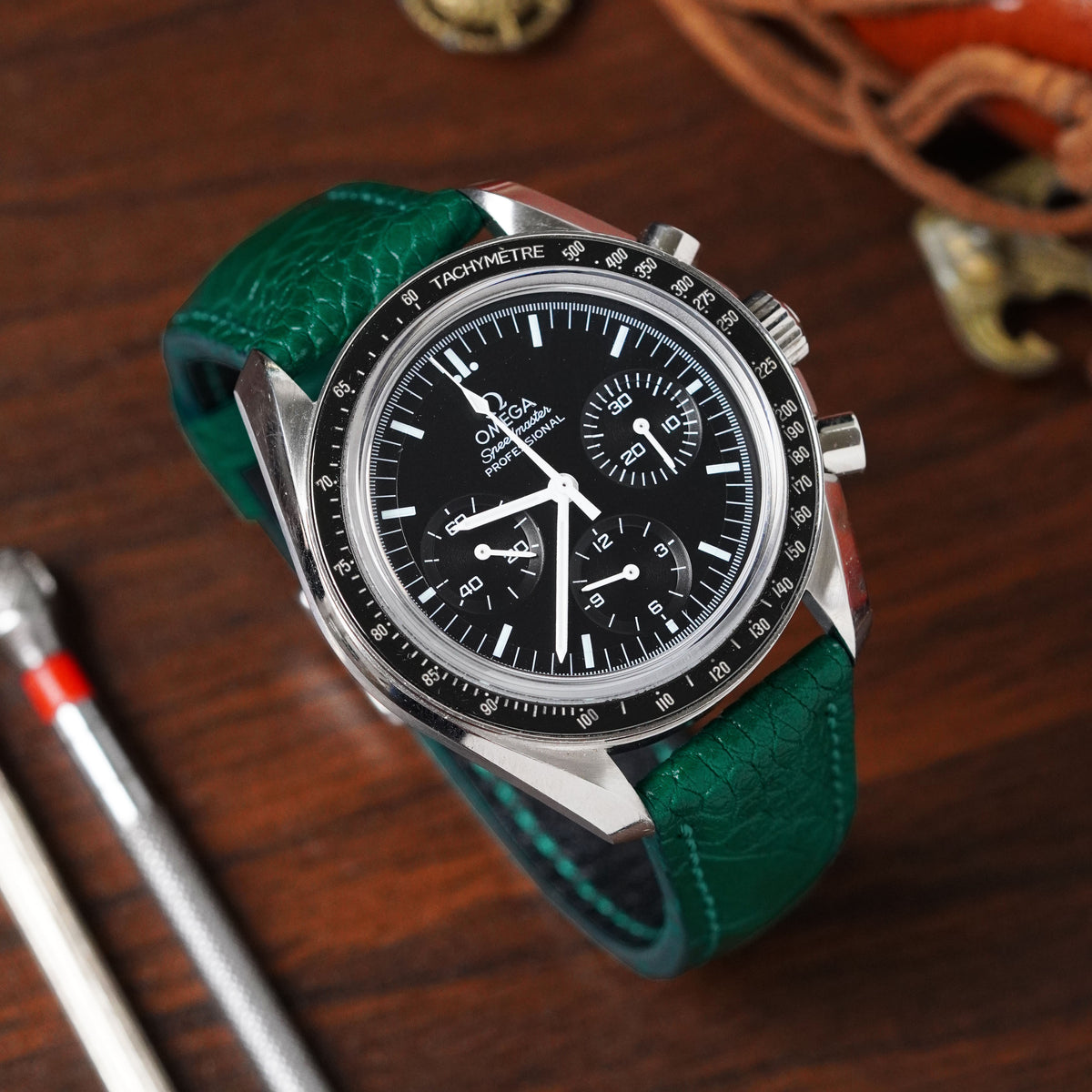 Omega Speedmaster Moonwatch Straps - Ostrich Leg Green – Liger Straps
