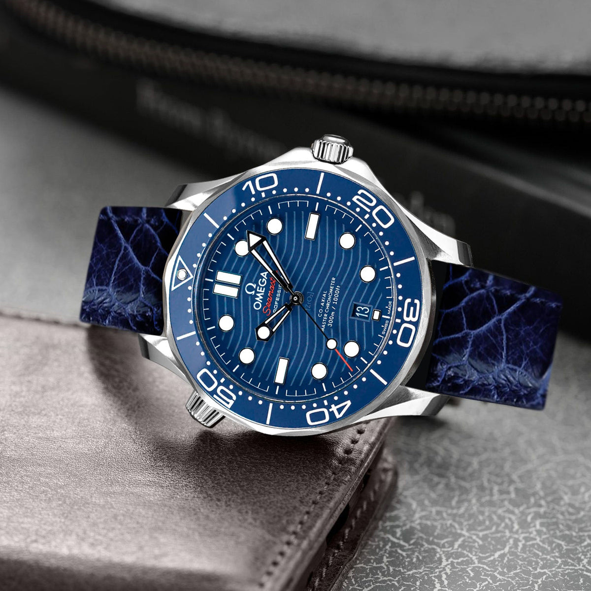 Omega Seamaster Diver 300m Straps - Ostrich Leg Navy Blue – Liger Straps