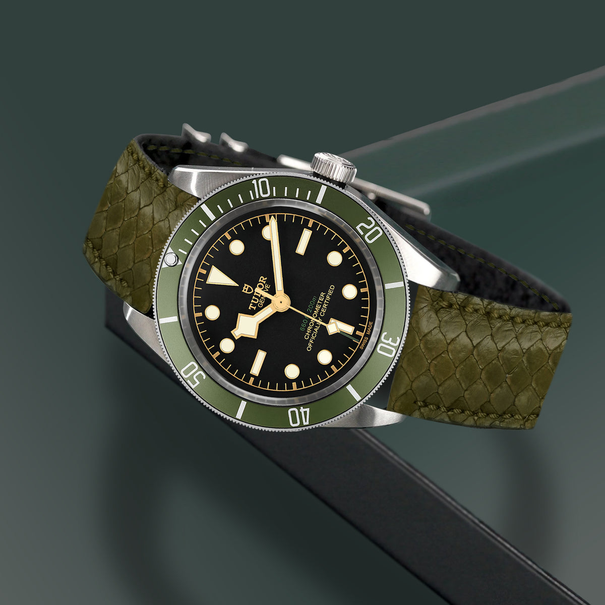 Tudor Blackbay 41mm Straps - Python Olive – Liger Straps