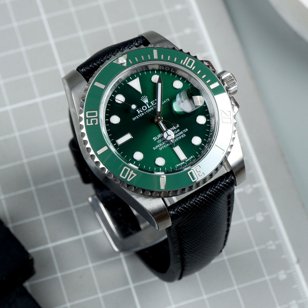 Rolex Submariner Green Hulk Straps - Saffiano Black – Liger Straps