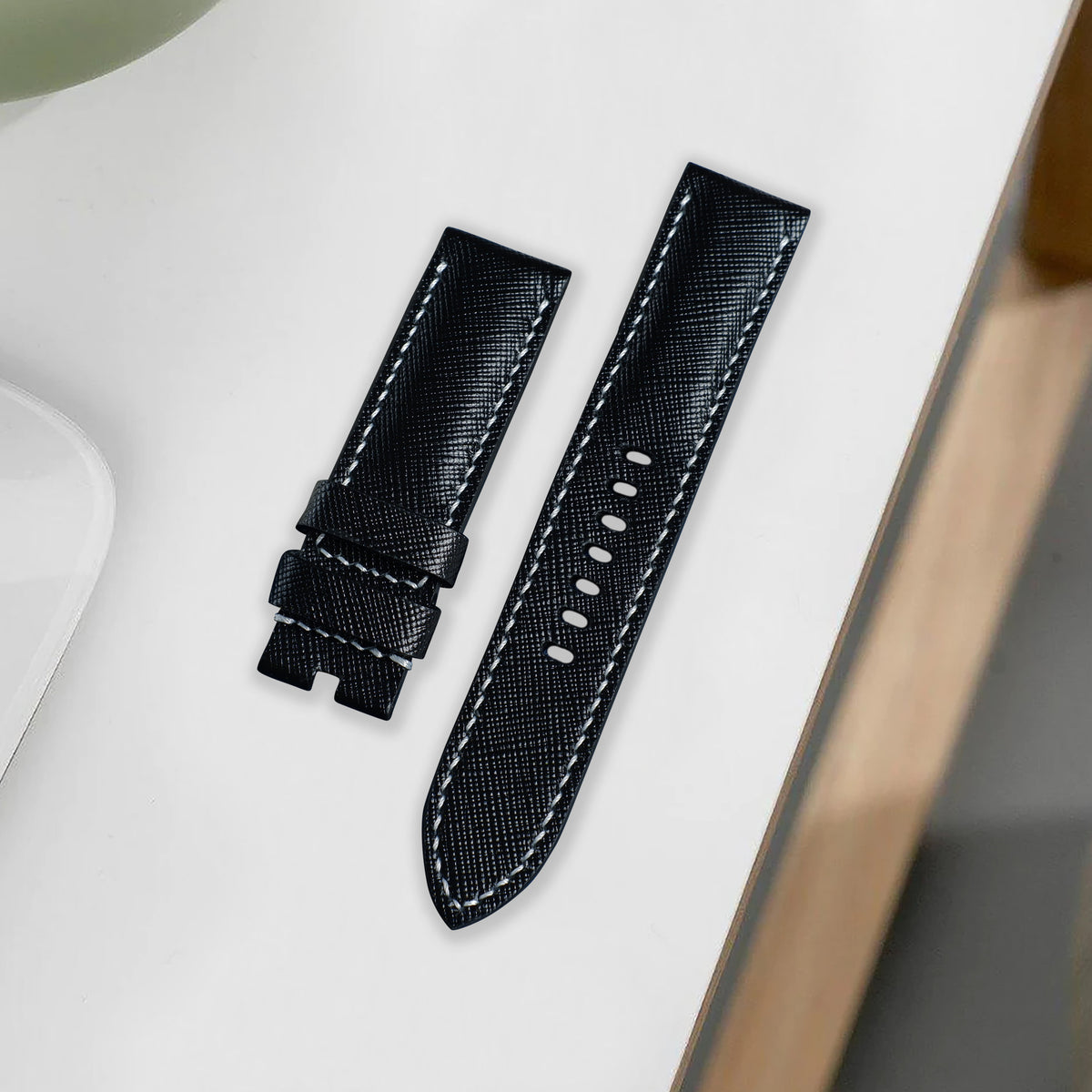 Omega Seamaster Aqua Terra Straps - Saffiano Black White Stitch – Liger ...
