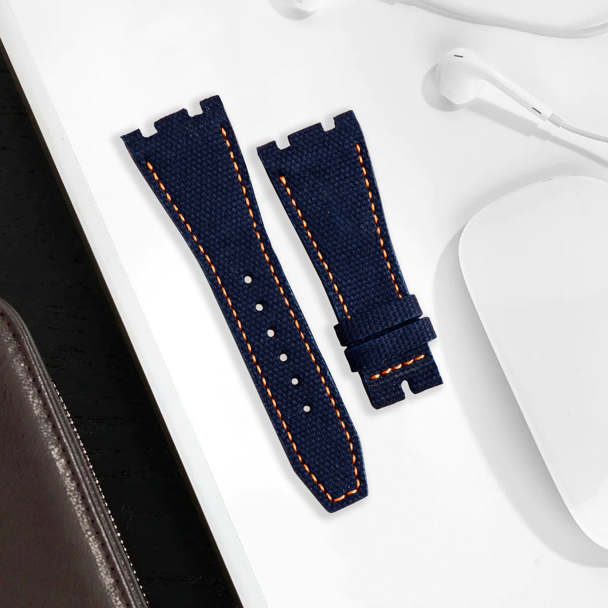 AP Royal Oak 39 & 41mm Straps - AP Canvas Navy Blue – Liger Straps