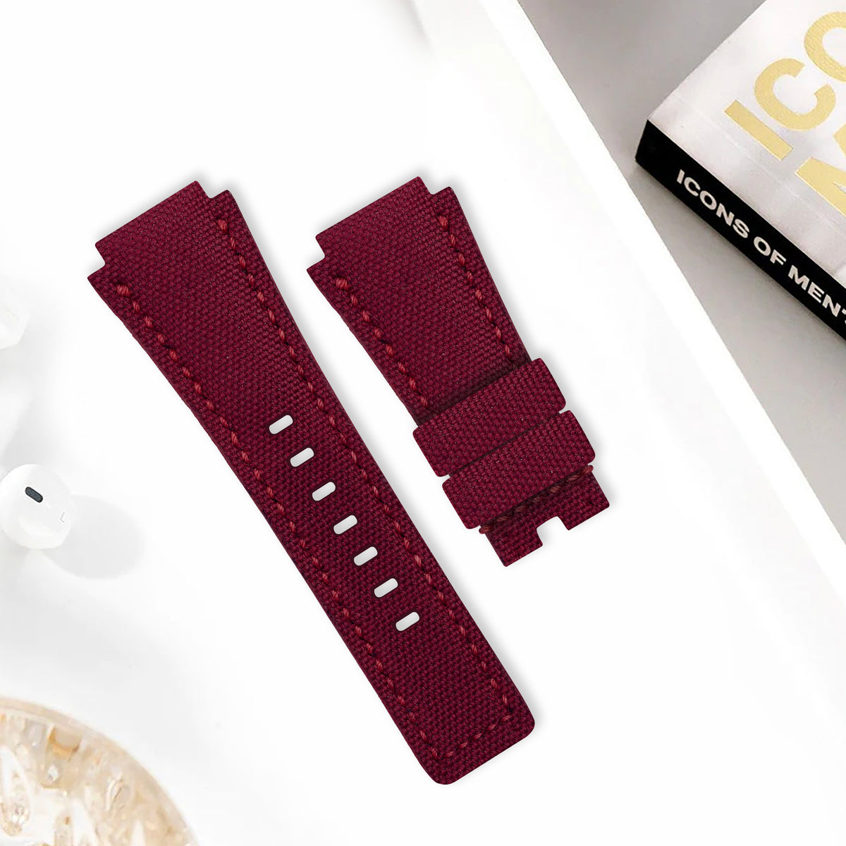 Bell Ross 01, 02, 03, BR X, BR S Straps - Canvas Maroon – Liger Straps