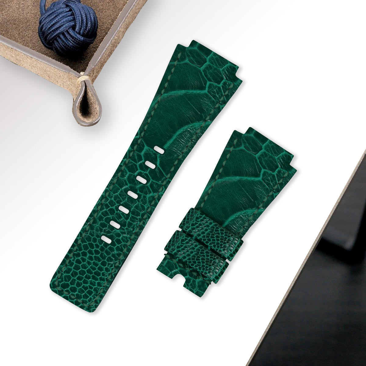 Bell Ross 01, 02, 03, BR X, BR S Straps - Ostrich Leg Dark Green ...