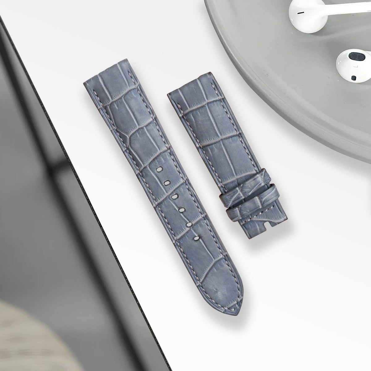 Omega Seamaster Heritage Straps - Croco Nubuck Grey – Liger Straps