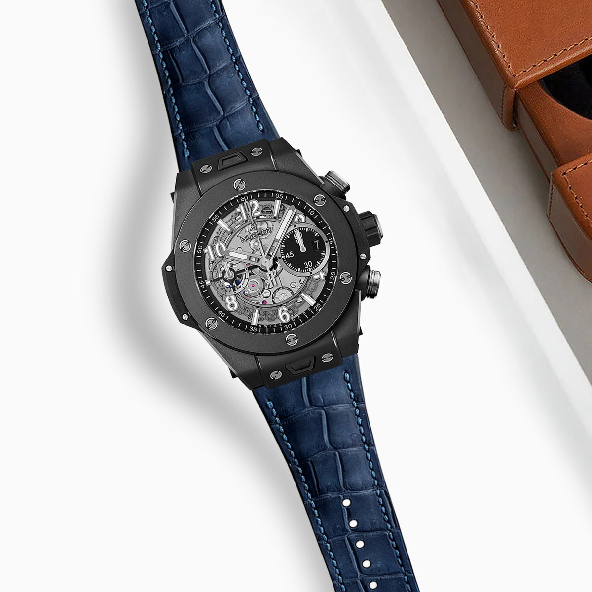 Hublot Unico One Click Straps - Croco Nubuck Navy Blue – Liger Straps