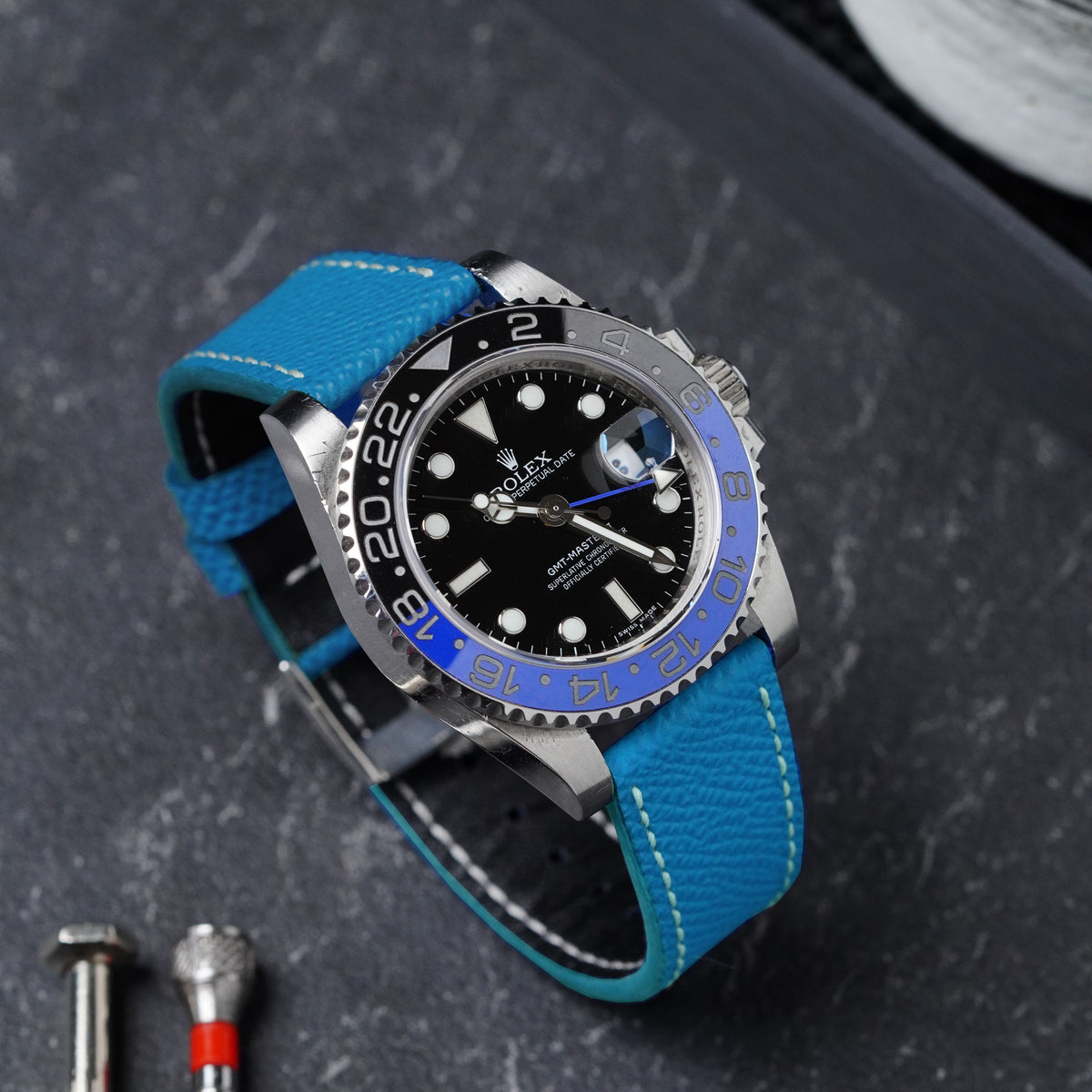 Rolex GMT Master Batman Straps - Epsom Sky Blue – Liger Straps