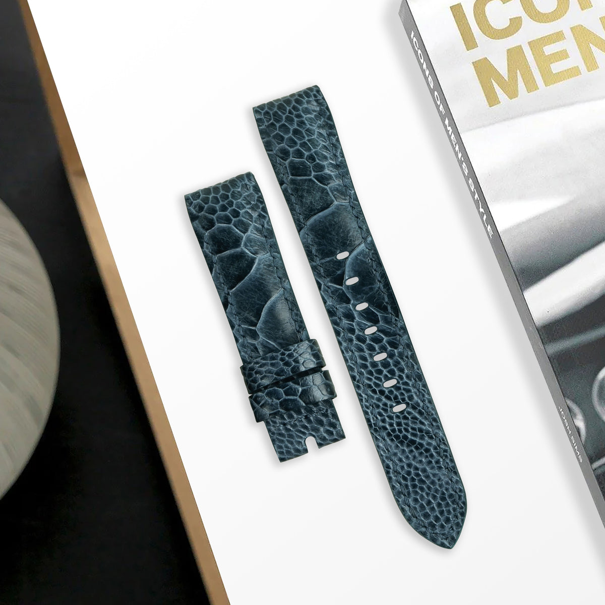 IWC Easx Change Straps - Ostrich Leg Blue Jean – Liger Straps