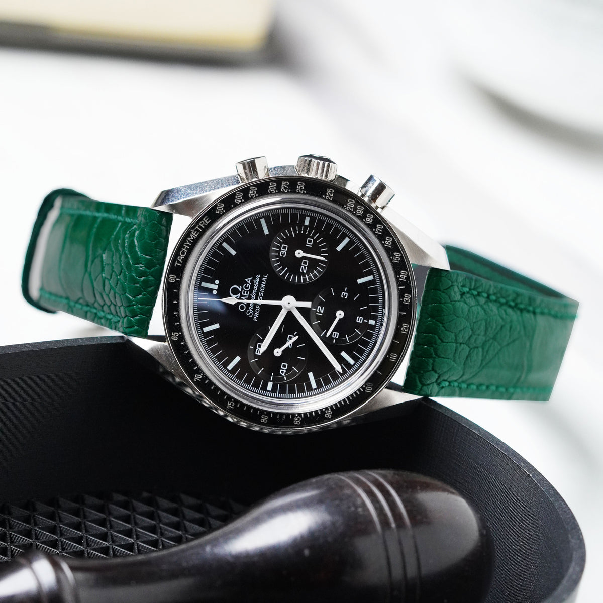 Omega Speedmaster Moonwatch Straps - Ostrich Leg Green – Liger Straps