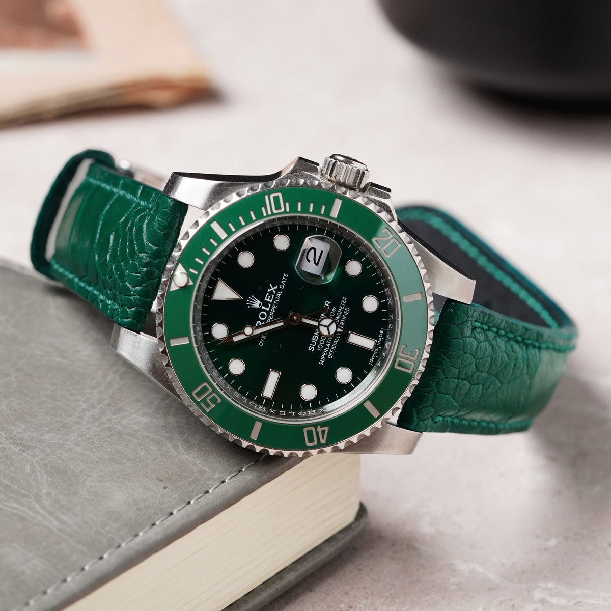 Rolex Submariner Green Hulk Straps - Ostrich Leg Green – Liger Straps