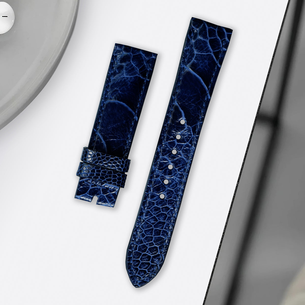 IWC Pilot Straps - Ostrich Leg Navy Blue – Liger Straps