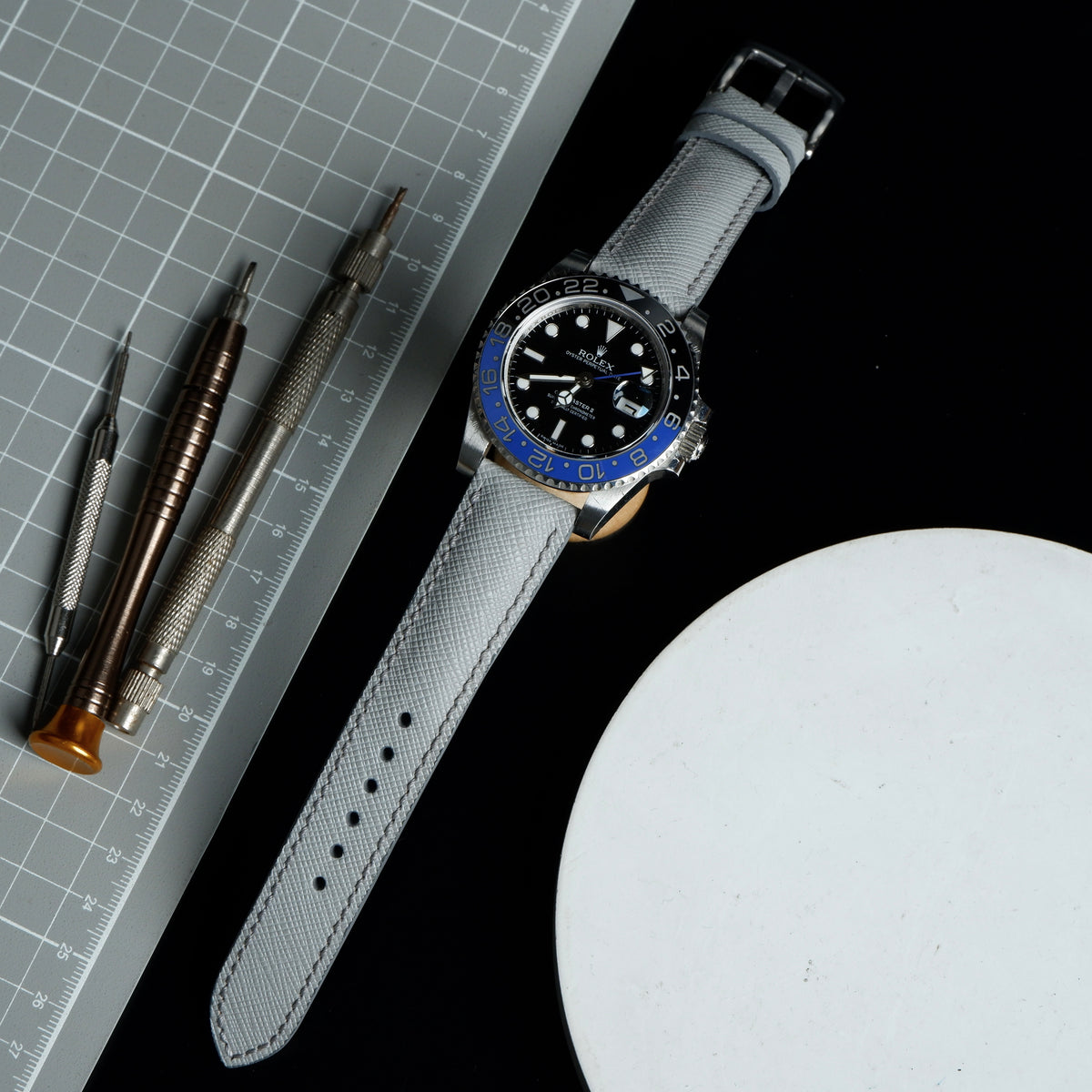 Rolex GMT Master II Batman Straps - Saffiano Light Grey – Liger Straps