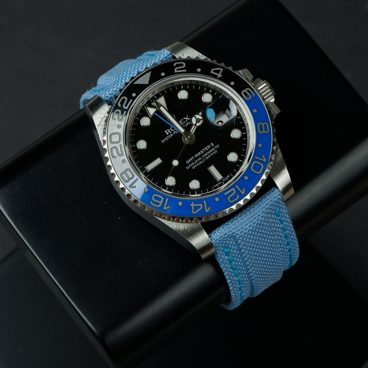 Rolex GMT Master II Batman Straps - Velcro Canvas Extreme Padded Sky B ...