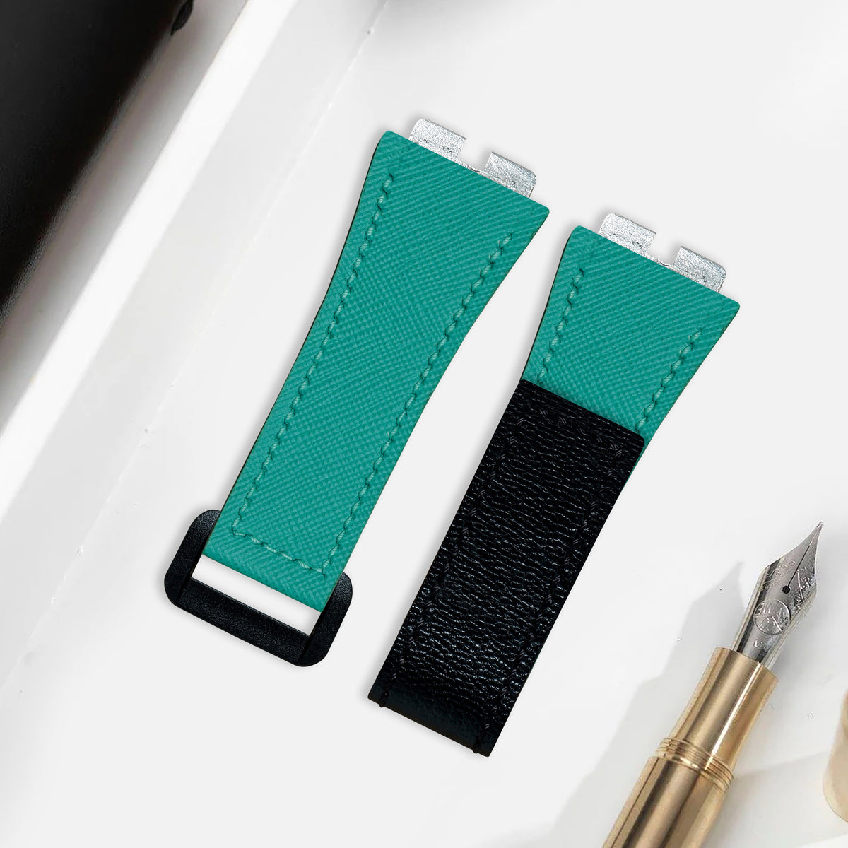 Hublot Unico One Click Velcro Straps - Velcro Saffiano Turquoise ...