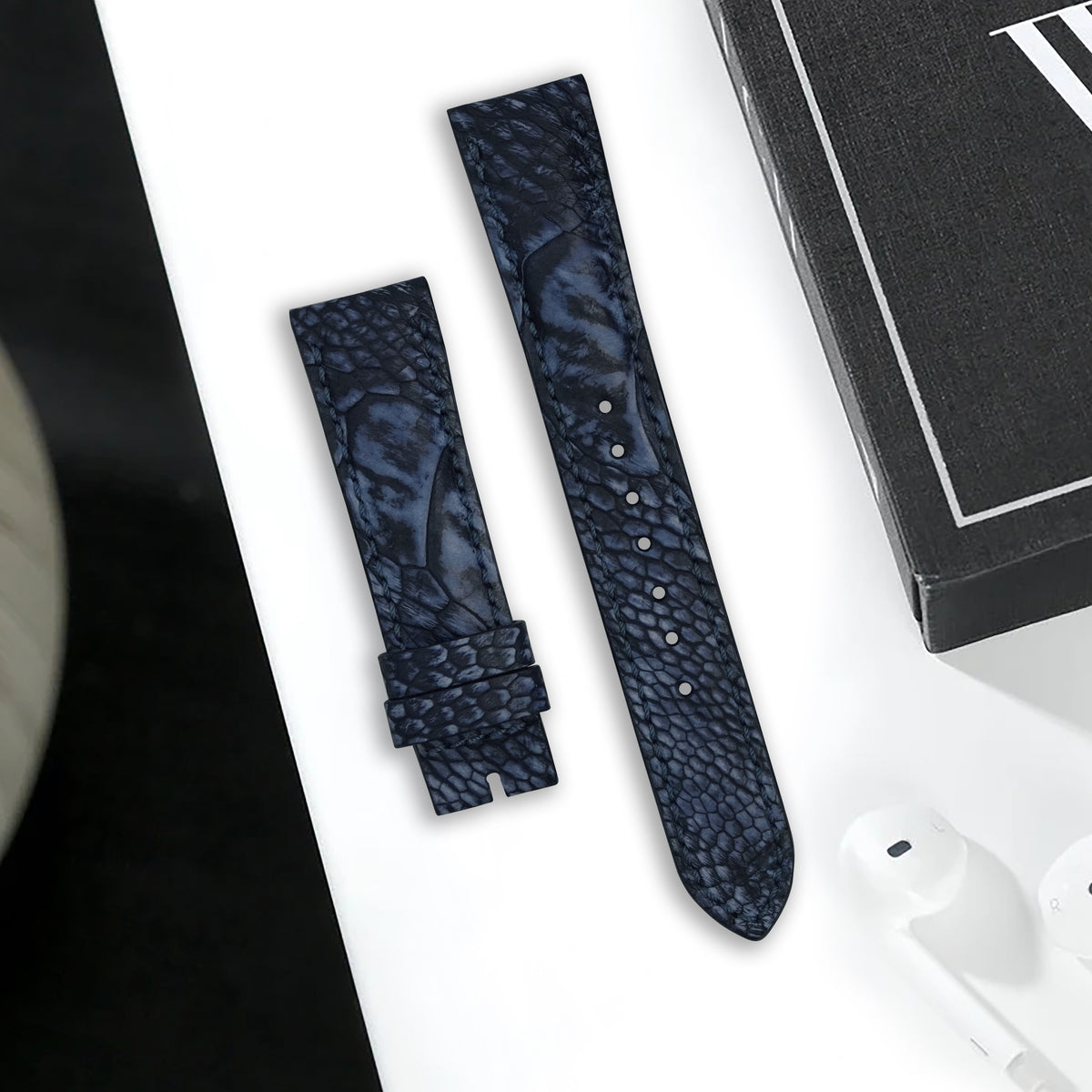 Omega Seamaster Aqua Terra Straps - Ostrich Leg Nubuck Navy Blue ...