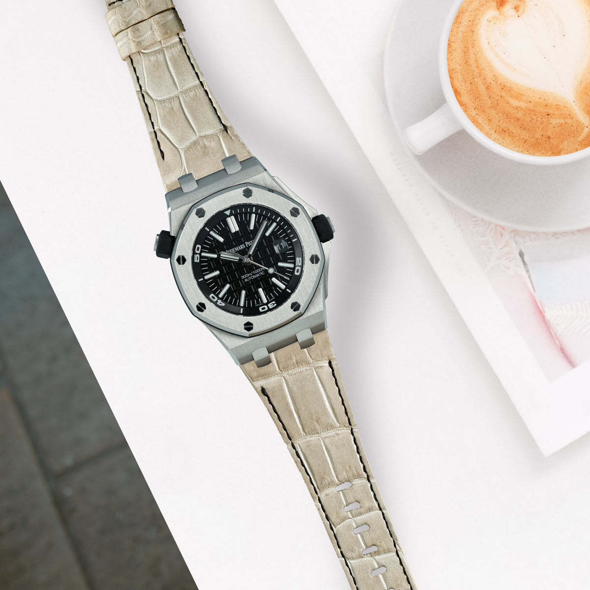 AP ROO Diver Straps - AP Croco Opaline – Liger Straps