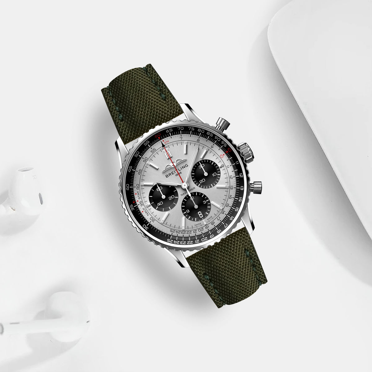 Breitling Navitimer Straps - Canvas Army Green – Liger Straps