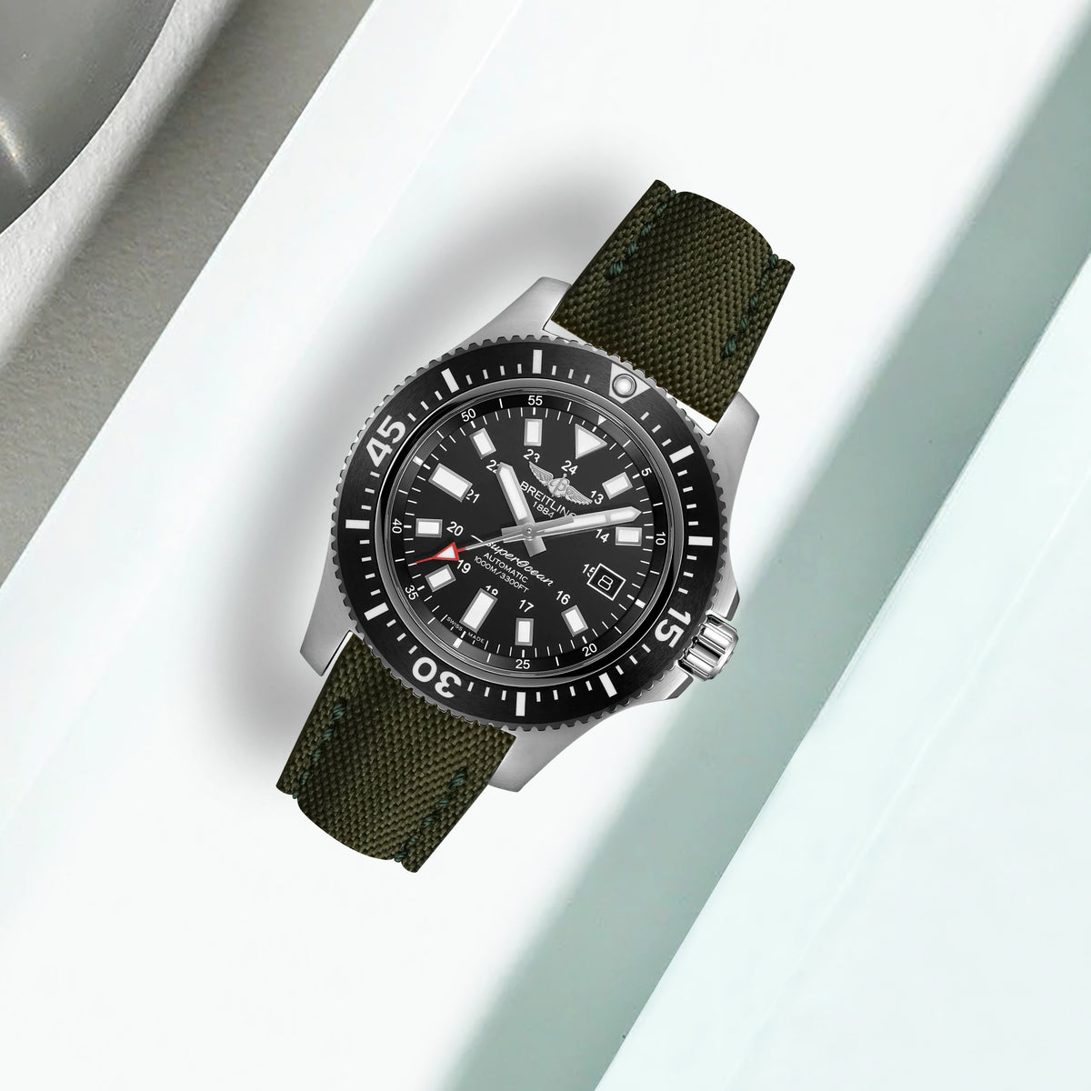 Breitling Super Ocean Straps - Canvas Army Green – Liger Straps