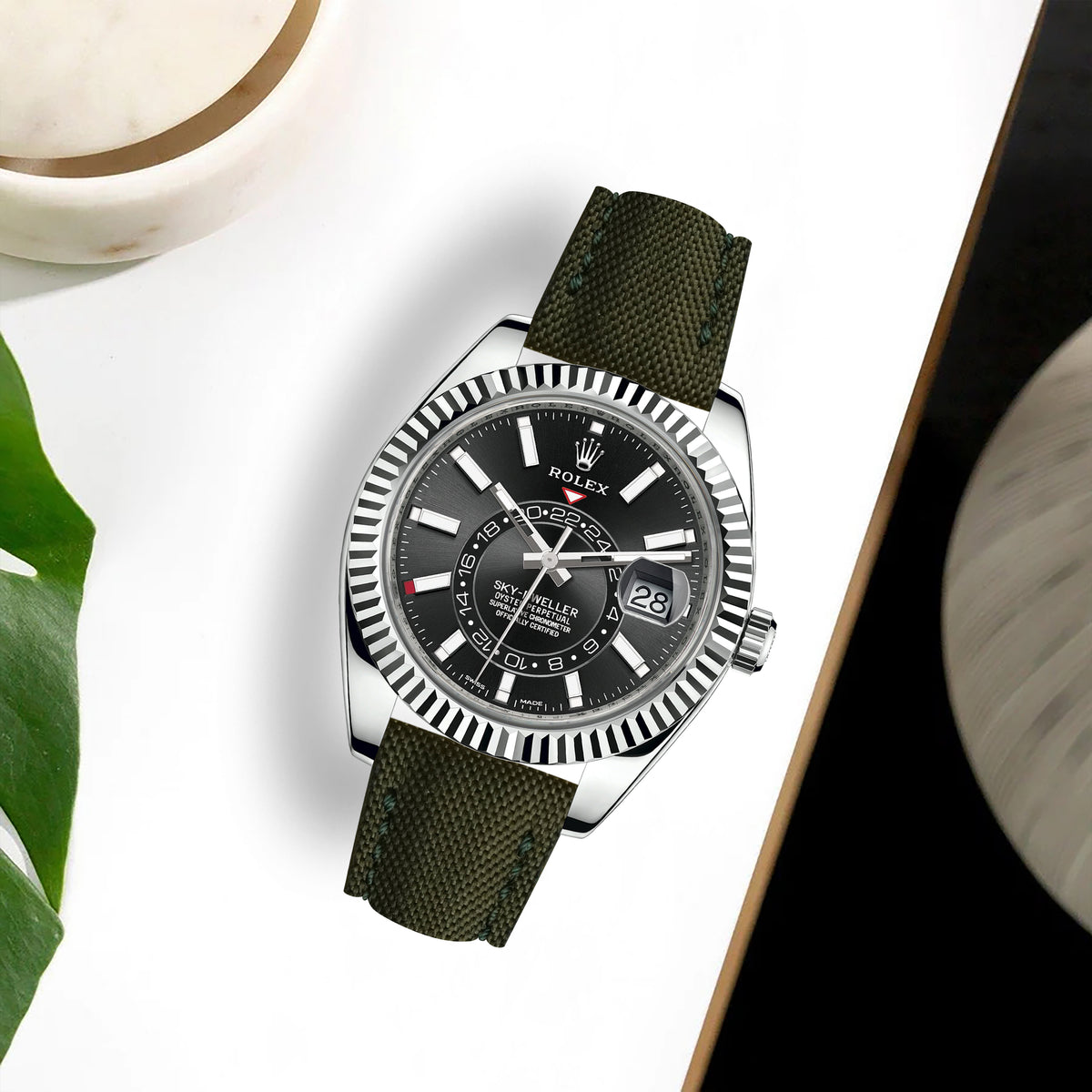 Rolex Sky-Dweller Straps - Canvas Army Green – Liger Straps