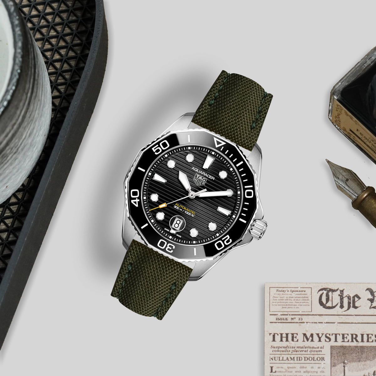 Tag heuer Aquaracer Straps - Canvas Army Green – Liger Straps