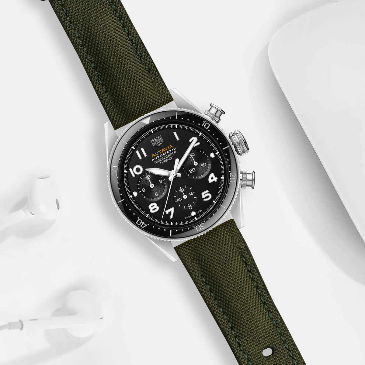 Tag Heuer Autavia Straps - Canvas Army Green – Liger Straps