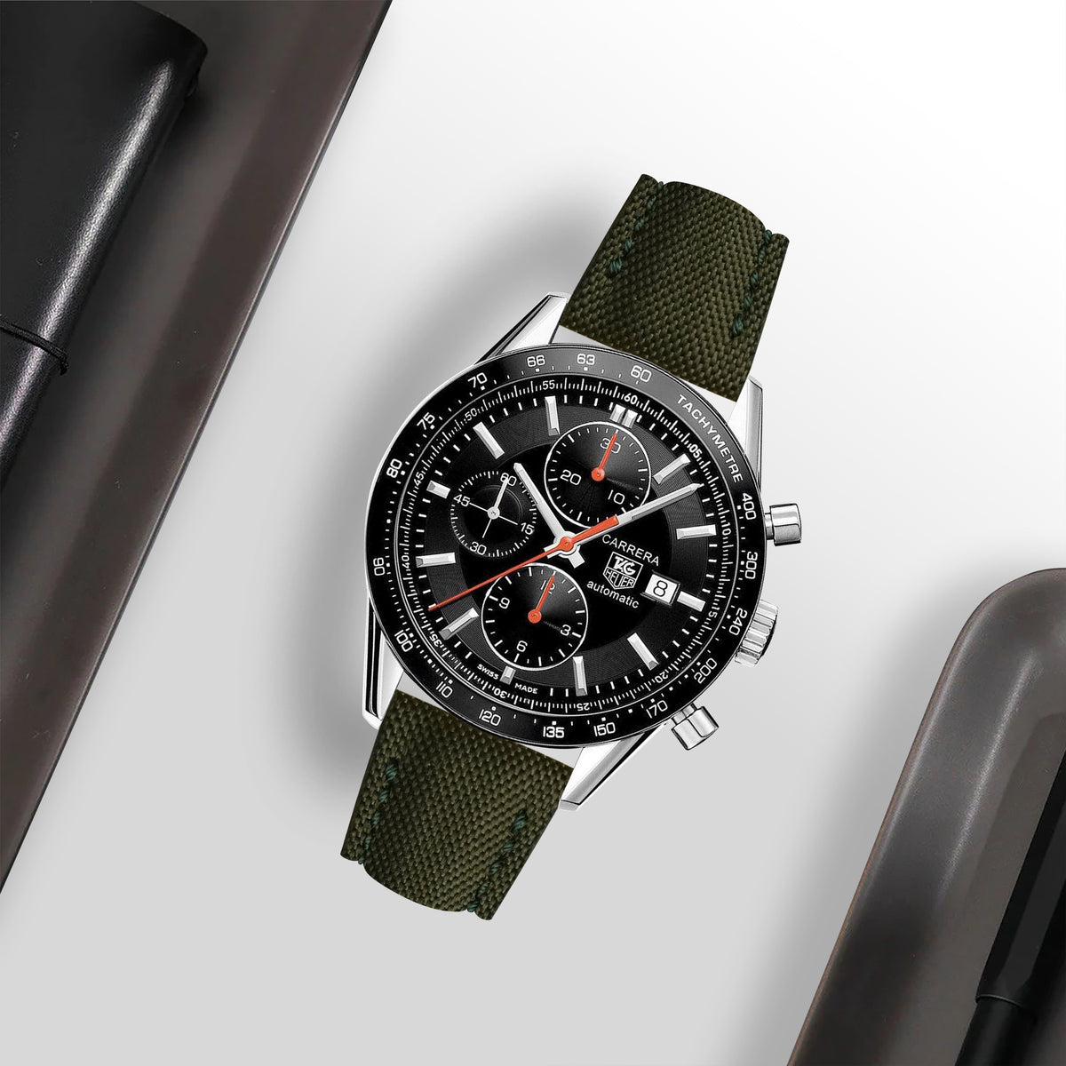 Tag Heuer Carrera Straps - Canvas Army Green – Liger Straps