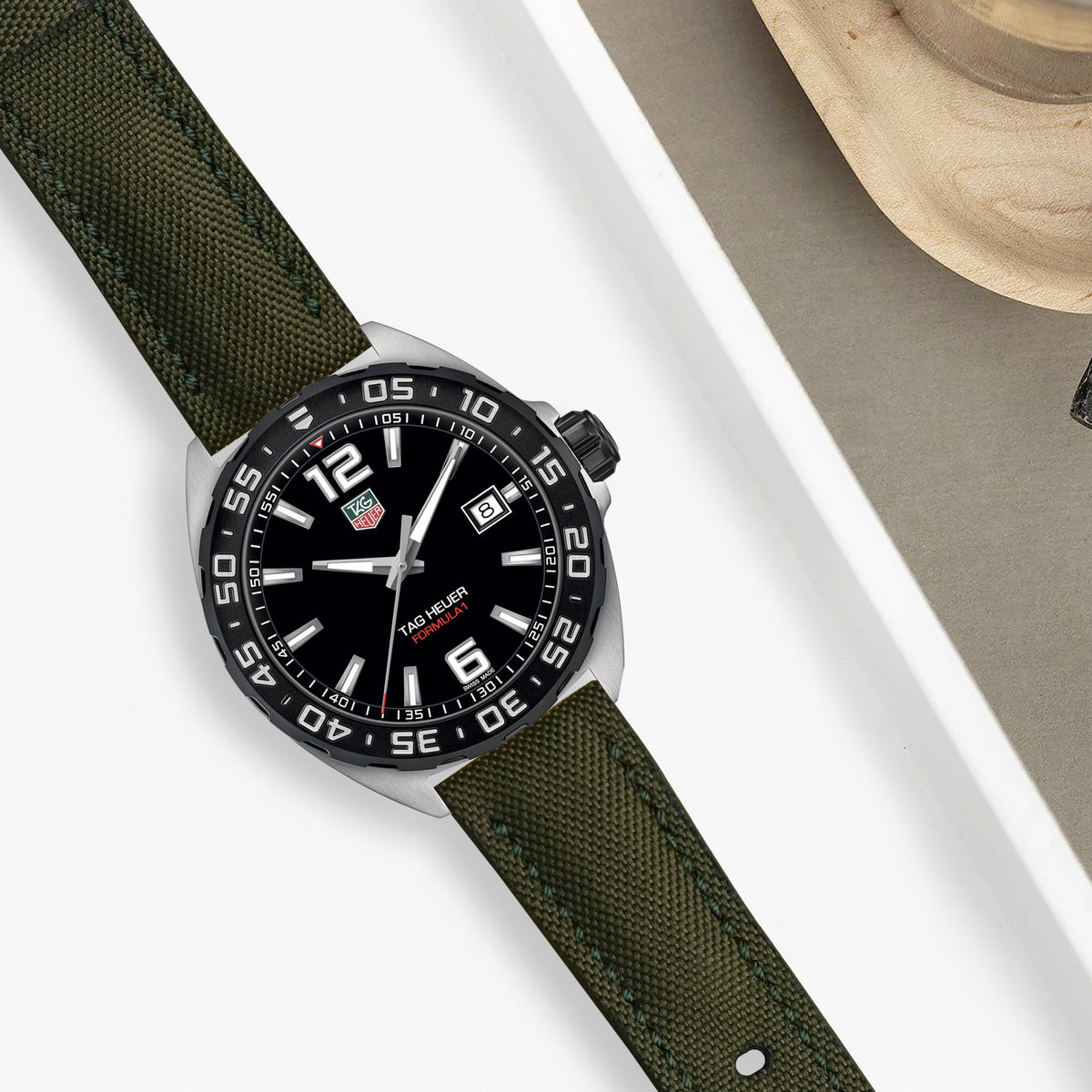 Tag Heuer Formula 1 Straps - Canvas Army Green – Liger Straps