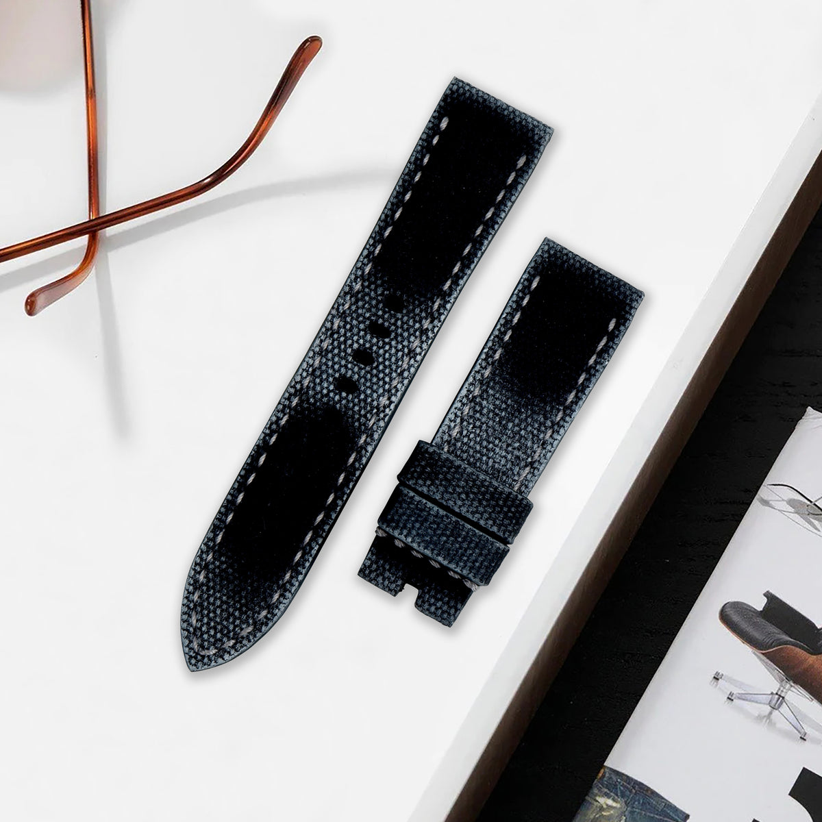 Breitling Navitimer Straps - Canvas Black Grey – Liger Straps