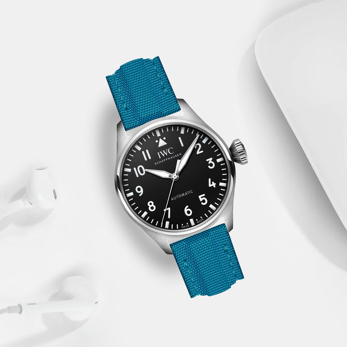 IWC Pilot Straps - Canvas Extreme Padded Cyan – Liger Straps