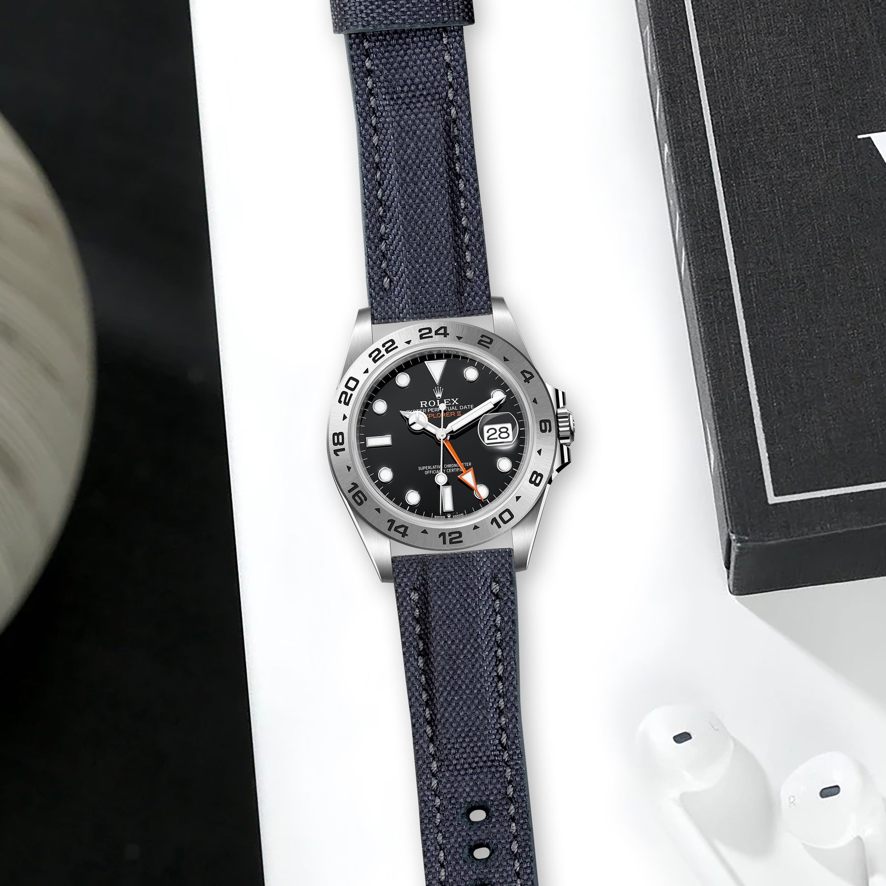 Rolex Explorer Straps - Canvas Extreme Padded Dark Grey – Liger Straps