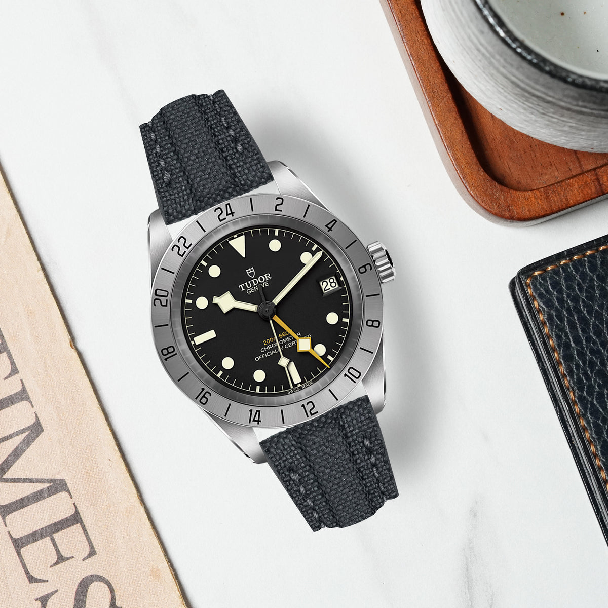 Tudor Blackbay Pro Straps - Canvas Extreme Padded Dark Grey – Liger Straps