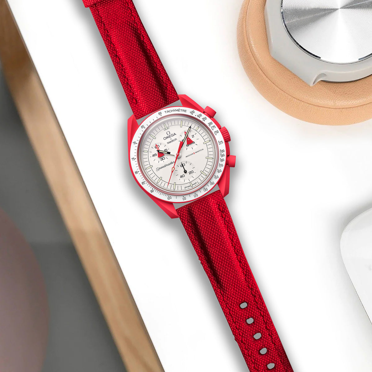 Omega MoonSwatch X Swatch Straps - Canvas Extreme Padded Red – Liger Straps