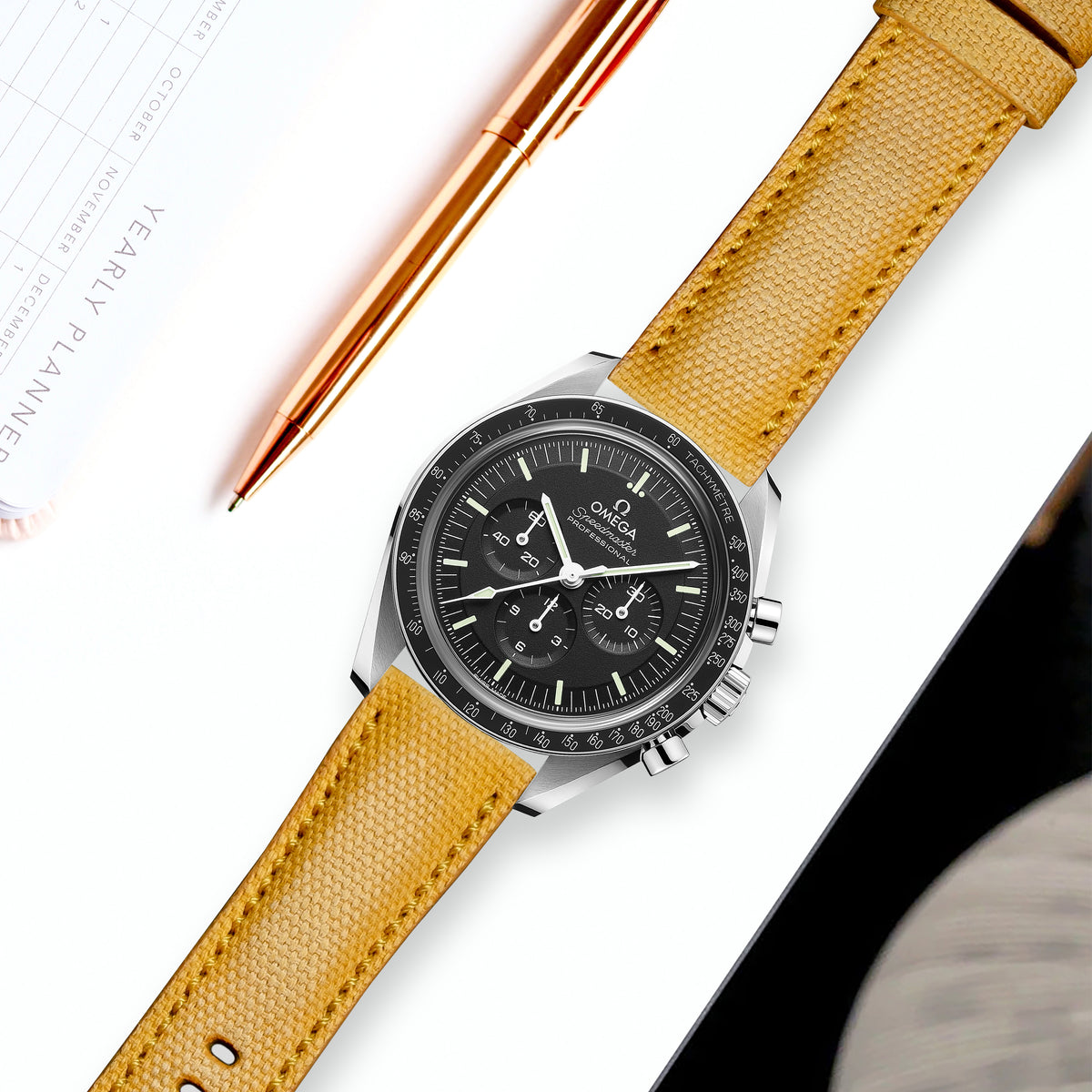 Omega Speedmaster Moonwatch Straps - Canvas Vintage Yellow – Liger Straps