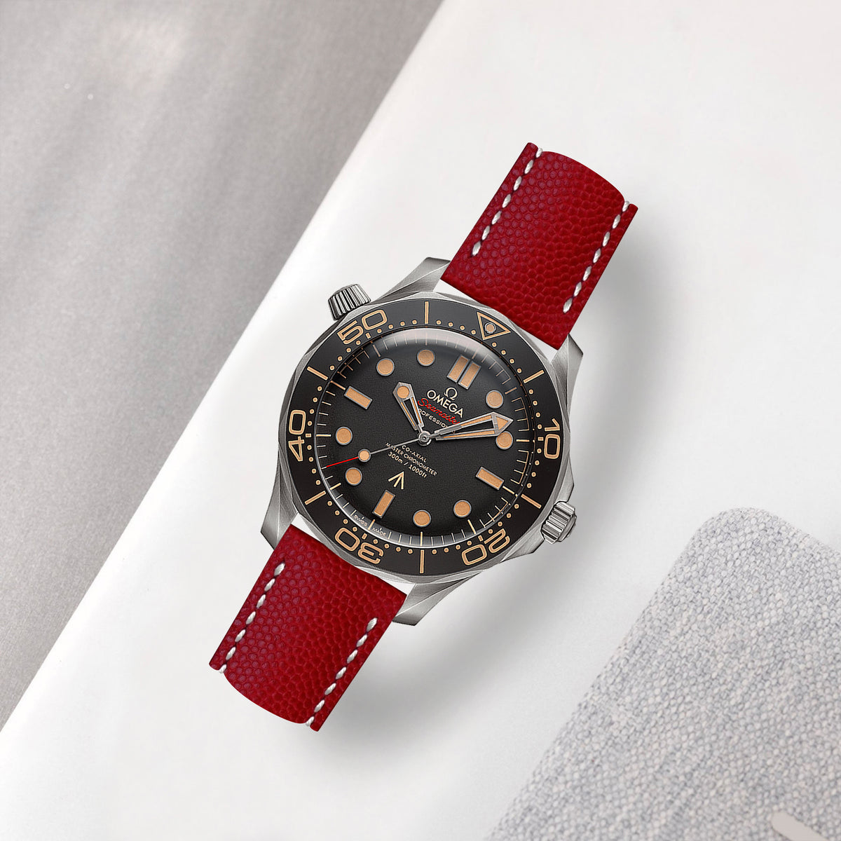 Omega Seamaster 300m Straps - Caviar Red – Liger Straps