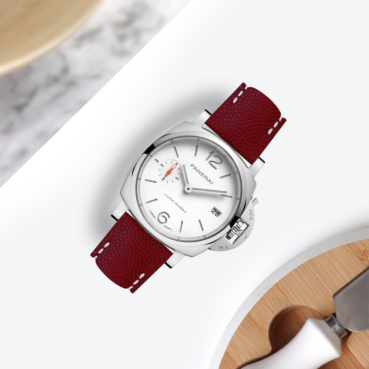 Panerai Luminor Due Straps - Caviar Red – Liger Straps