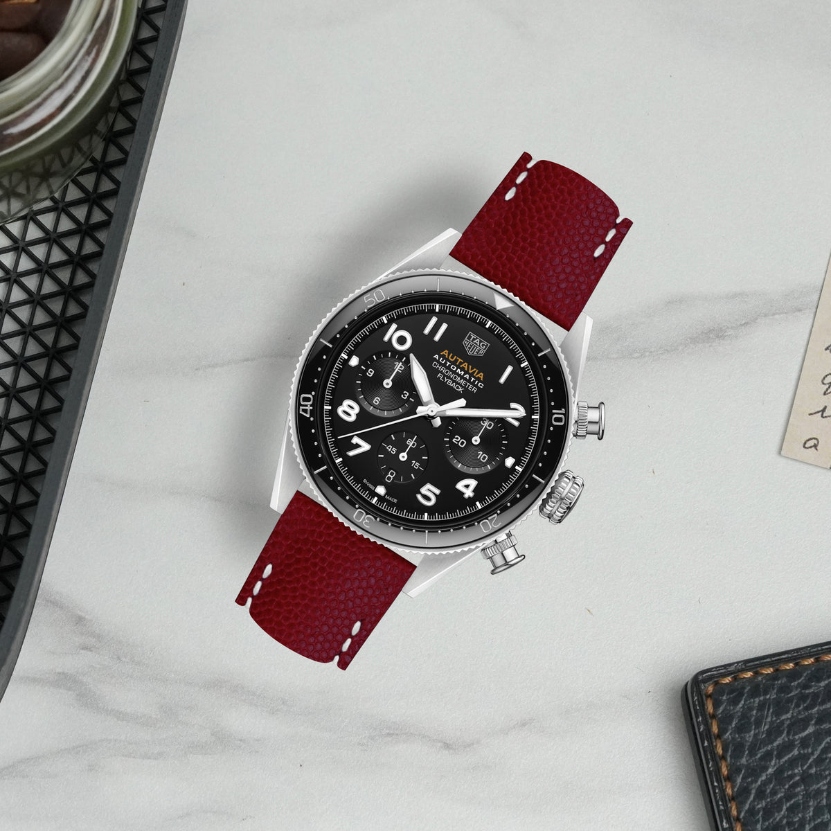 Tag Heuer Autavia Straps - Caviar Red – Liger Straps