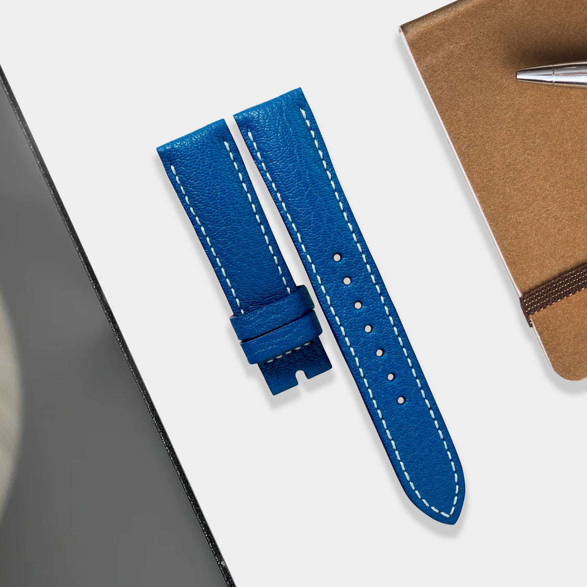 Ready made 20mm Straps - Chevre Blue – Liger Straps