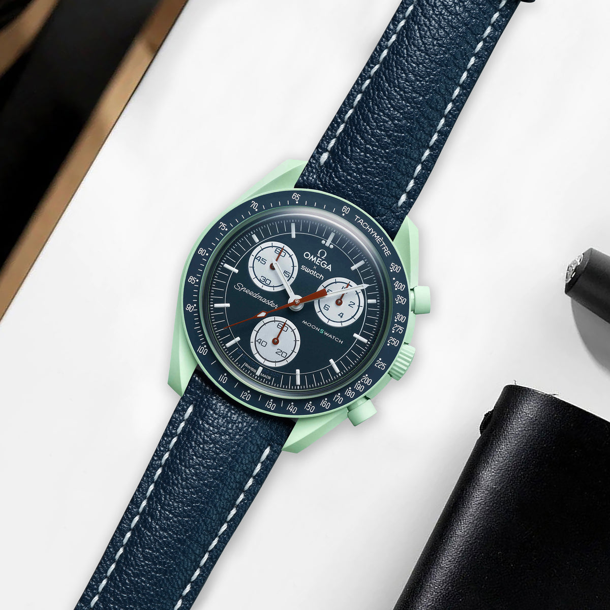 Omega MoonSwatch X Swatch Straps - Chevre Navy Blue – Liger Straps