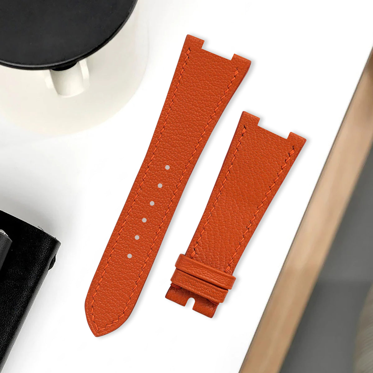 Patek Nautilus Straps - Chevre Orange – Liger Straps