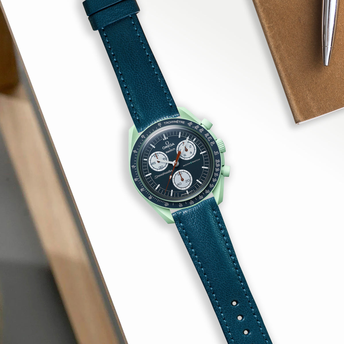 Omega MoonSwatch X Swatch Straps - Chevre Pacific Blue – Liger Straps