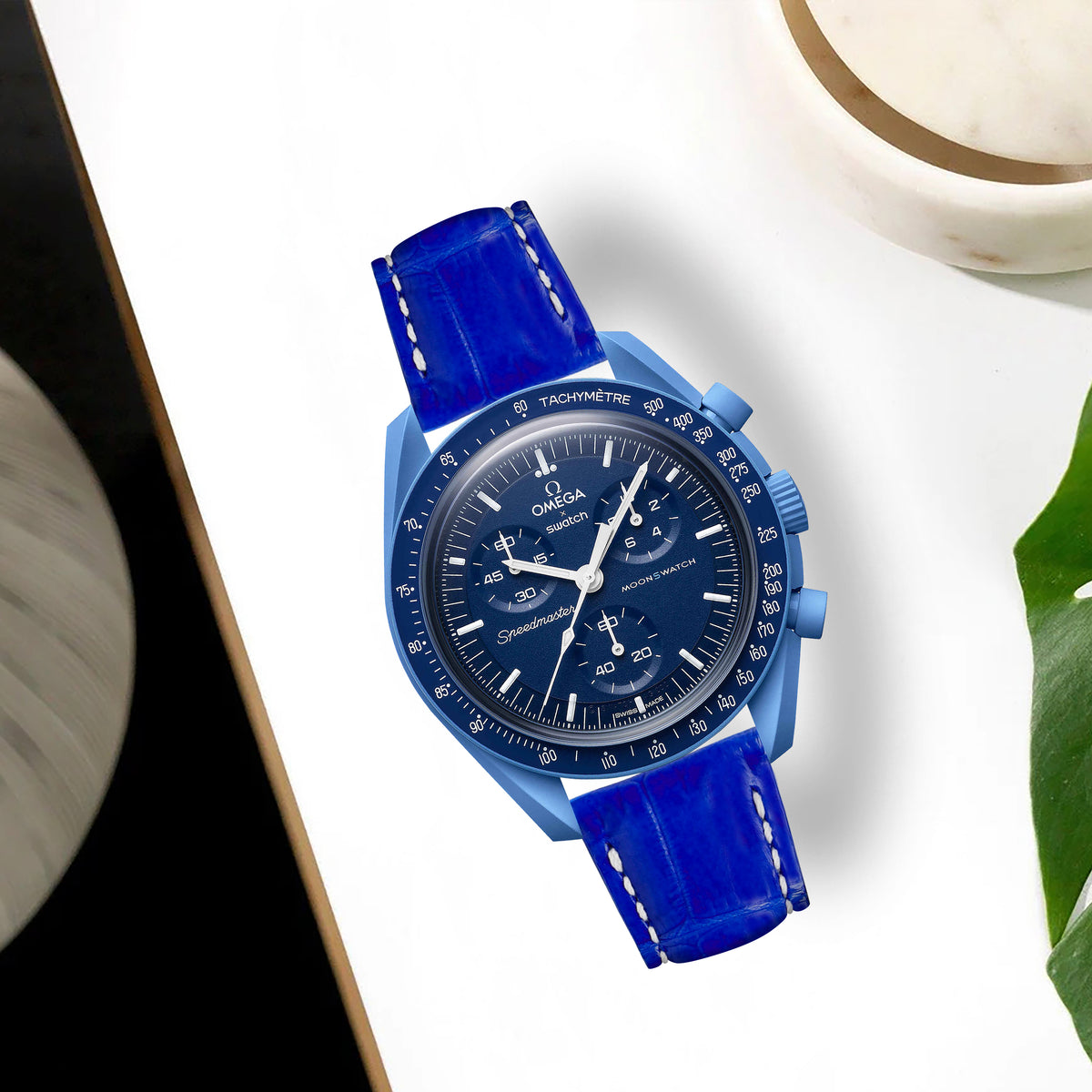 Omega MoonSwatch X Swatch Straps - Croco Blue Batman – Liger Straps