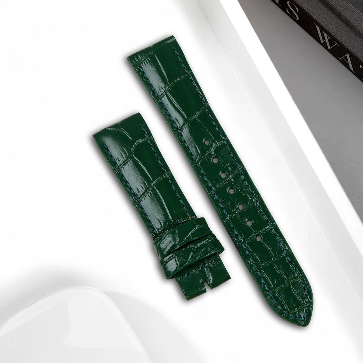 Omega Dark Side Of The Moon Straps - Croco Bottled Green – Liger Straps