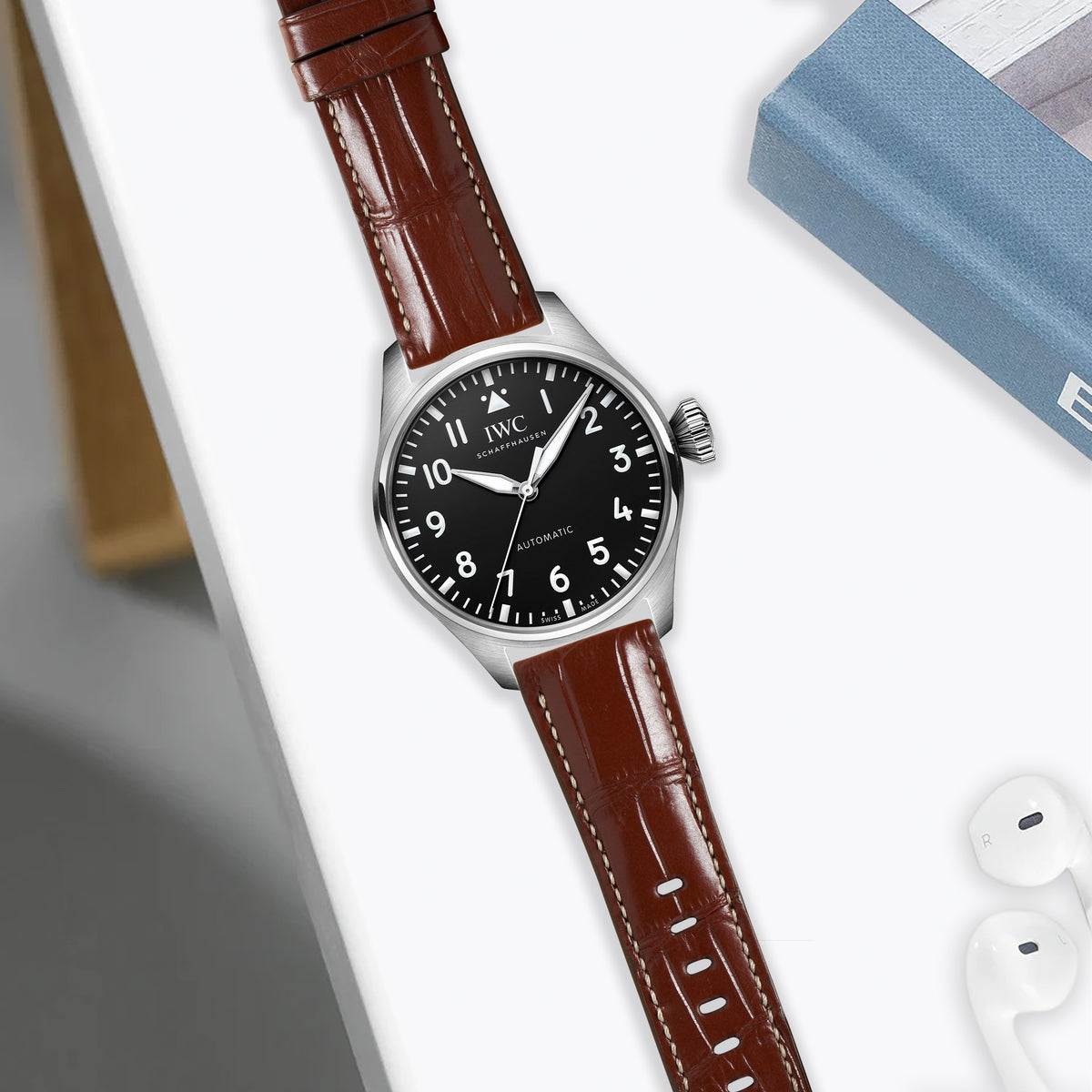 IWC Pilot Straps - Croco Brown – Liger Straps