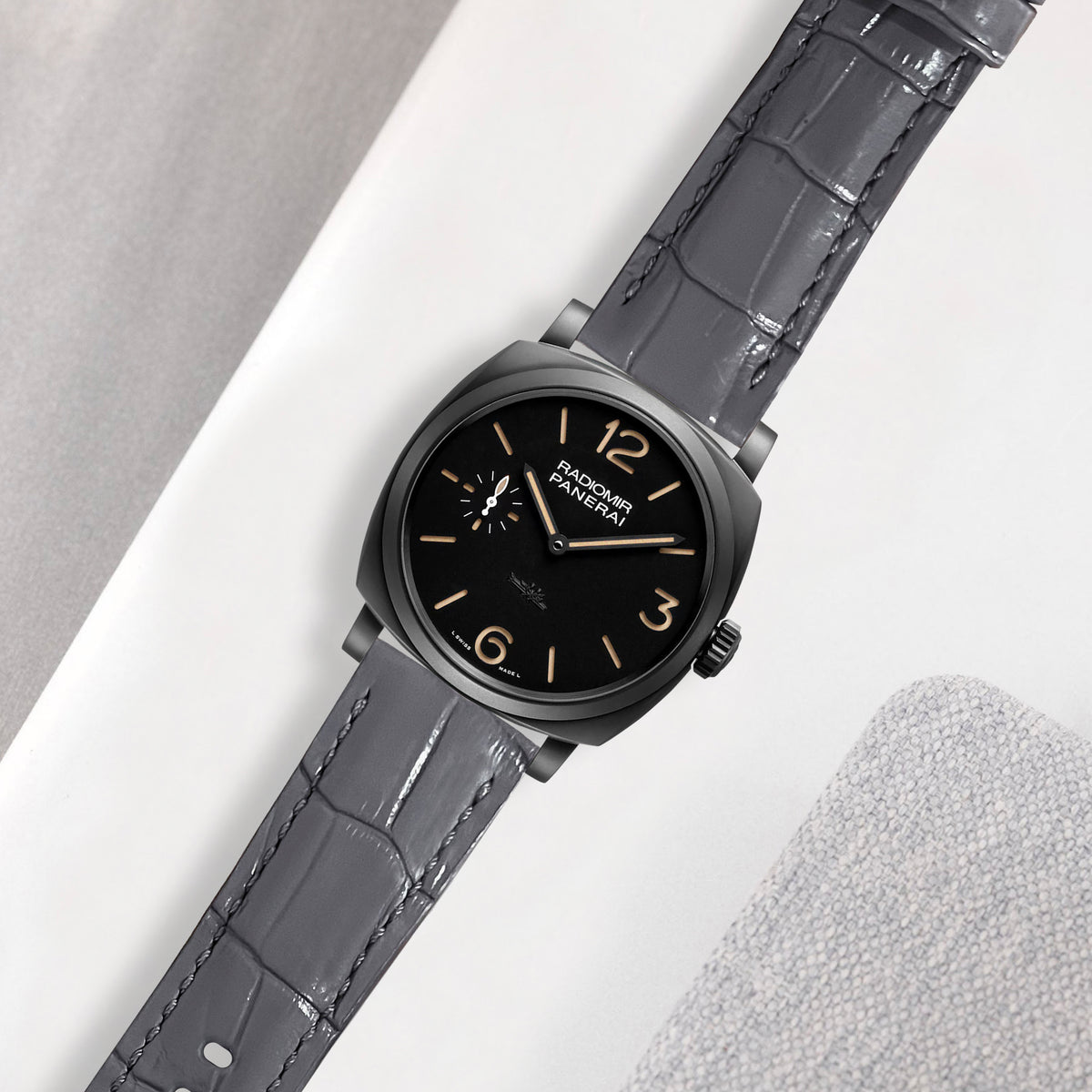 Panerai Radiomir 1940 Straps - Croco Moon Grey – Liger Straps
