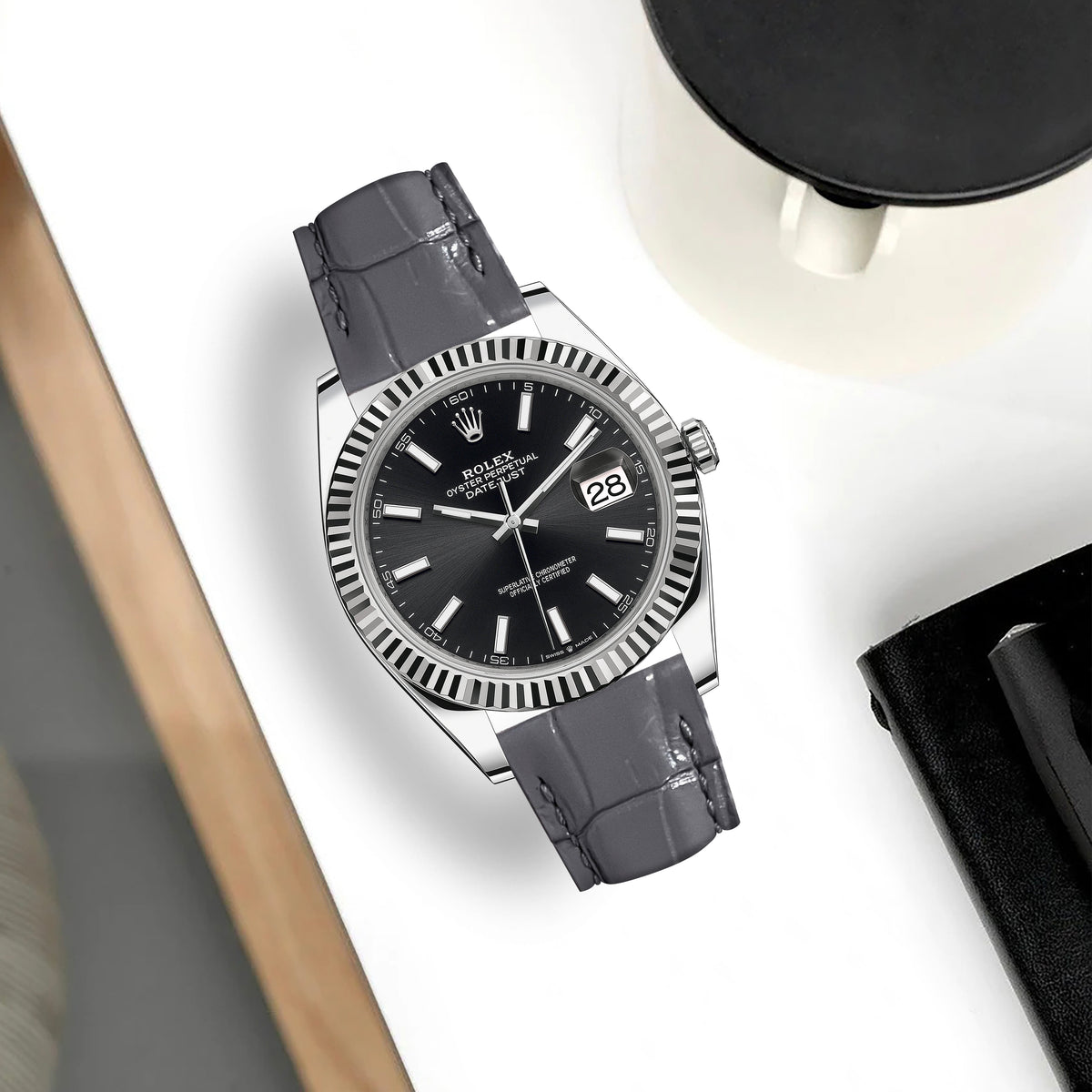 Rolex Datejust Straps - Croco Moon Grey – Liger Straps